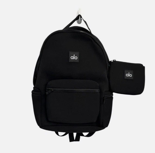 Alo Yoga Stow Backpack Black /Silver Neoprene Detachable Pouch NWT | eBay
