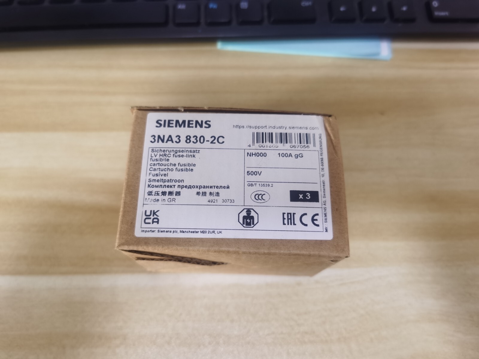 3PCS/1Box New Siemens 3NA3830-2C 3NA38302C Fuse 100A 500V In Box Brand ...