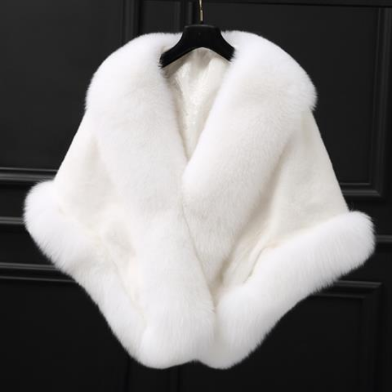 Wedding Bridal Women Faux Fur Cape Shawl Poncho Fluffy Warm Winter Soft ...