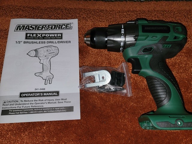 Masterforce Drill 241-0468 20v 1/2" Brushles Drill/driver W/ 2 Ah ...