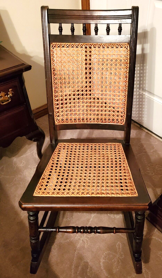 Antique Cane Back/ Seat Rocker - Small Adult . New caning by local ...