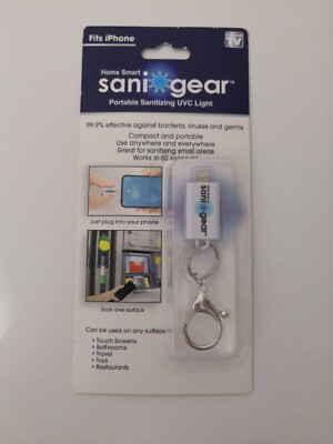 Home Smart Sani Gear Portable Sanitizing UVC Light Fits IPhone 99.9% ...