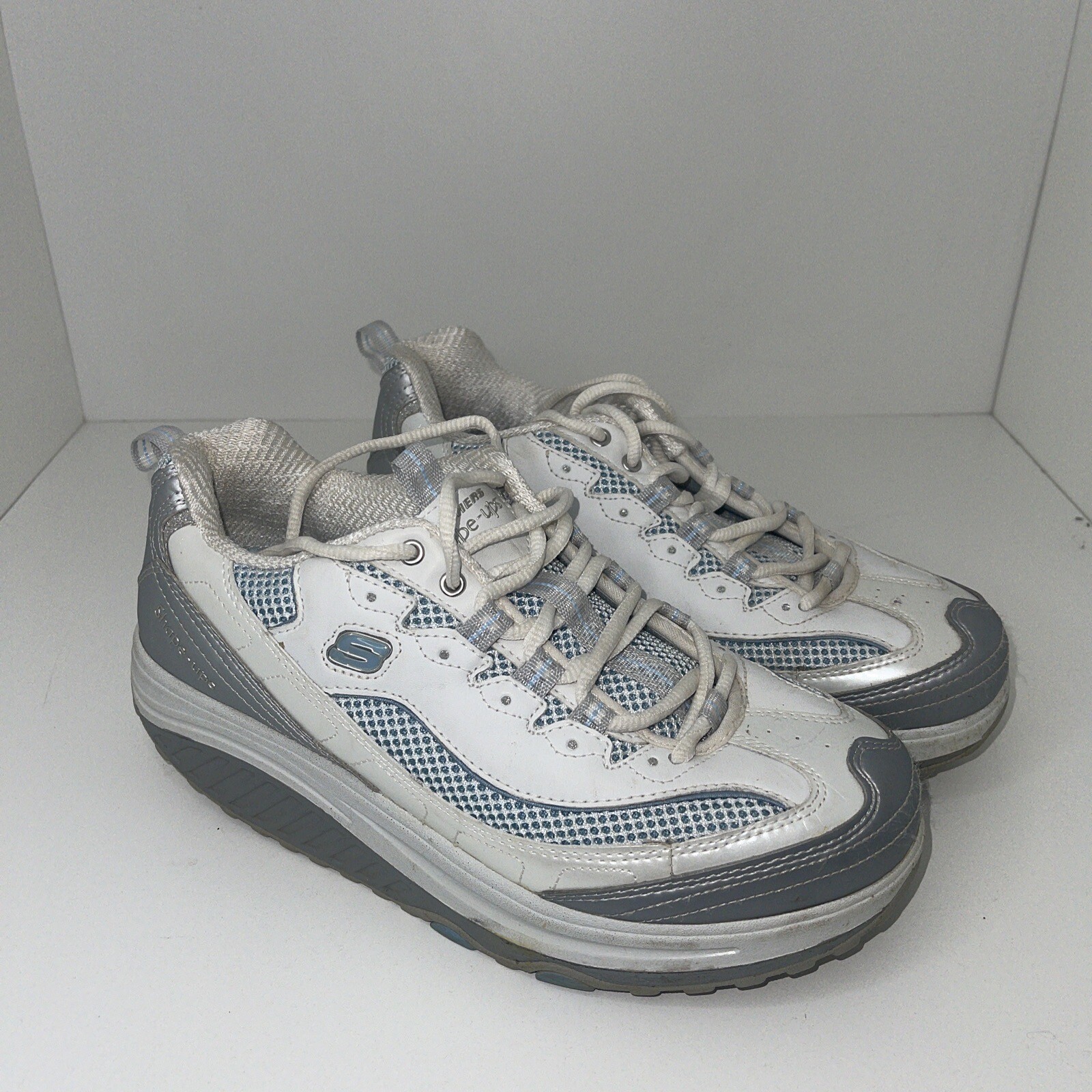 Sketchers Shape Ups Womens Walking Toning Shoe SN11803 White Blue ...