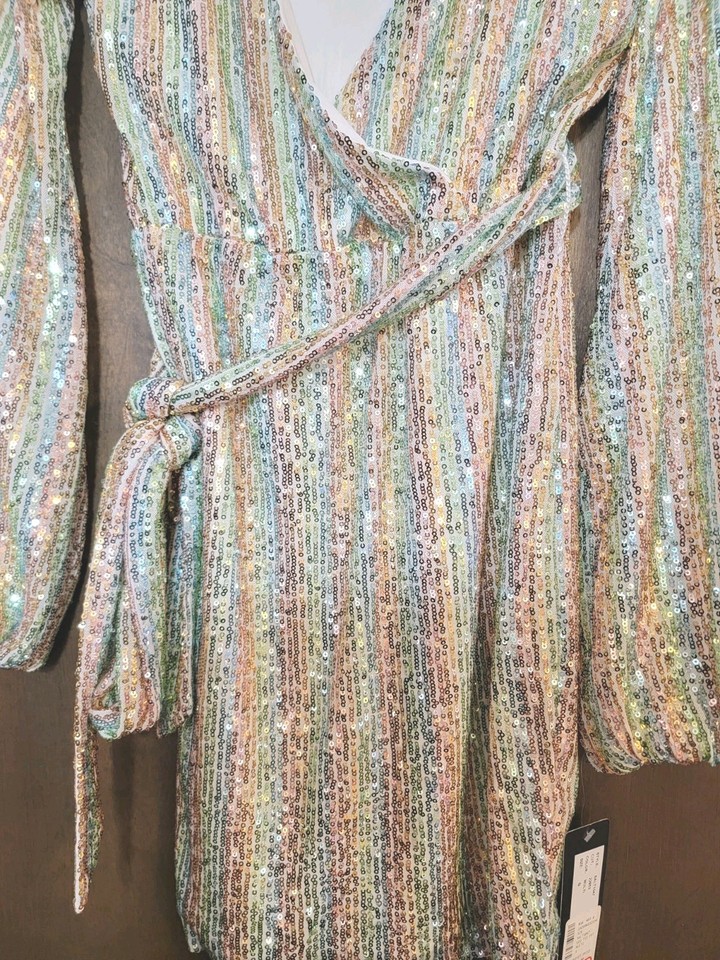 BEBE Sequin Tie Front Dress-size Sm- Has Tags, | eBay
