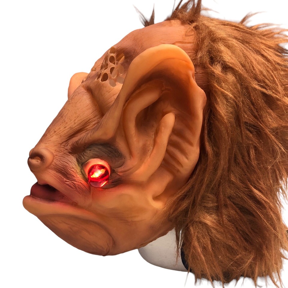 Vintage Topstone Halloween Scary Troll Bat Mask Lighted Red Eyes Big ...