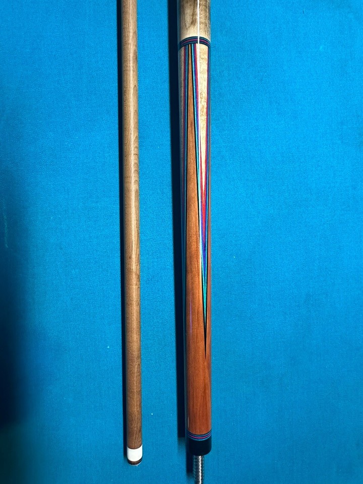 Jeffrey Tucker Goncalo Alves/Curly Maple Pool Cue,30”Kielwood Shaft, 3 ...