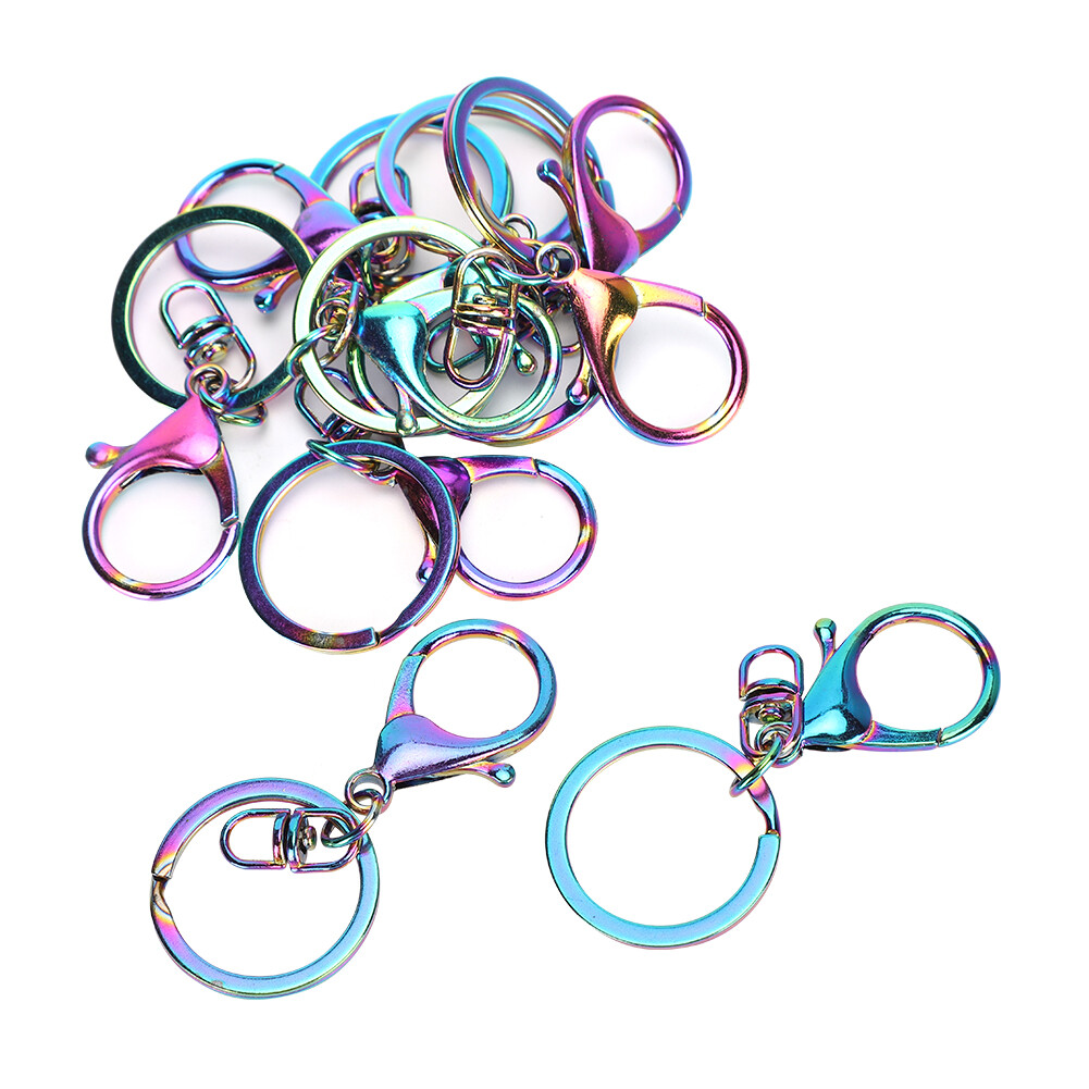 9x Colorful Iron Keyring Key Chain Clips DIY Bag Purse Jewelry Supplies ...