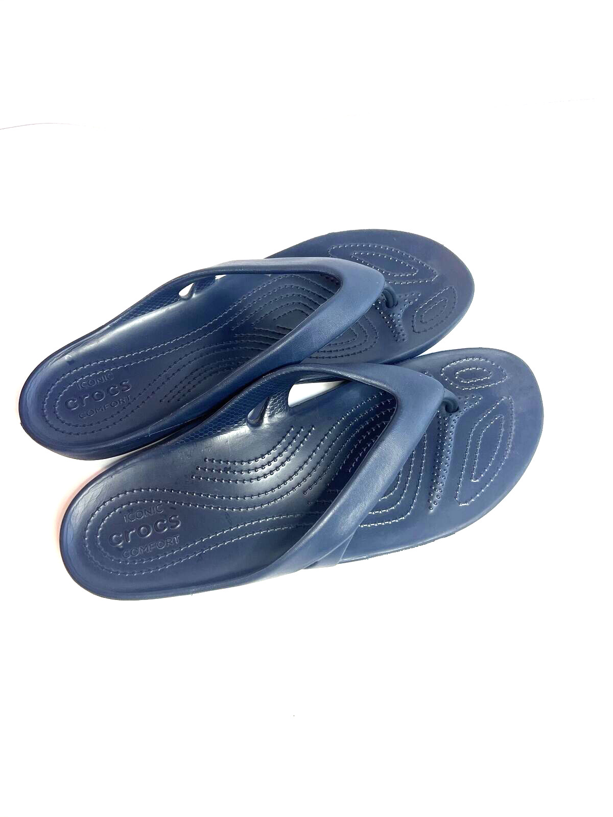 Crocs Iconic Comfort Navy Blue Flip Flop Sandals Wome… - Gem