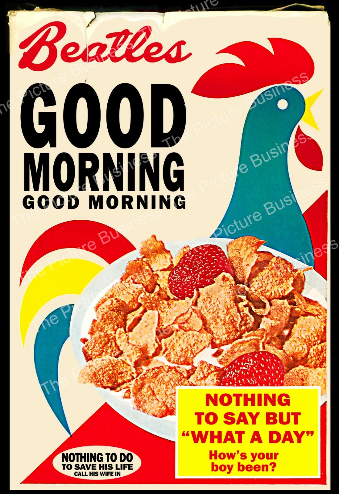 BEATLES 'Good Morning' CORN FLAKES Art Poster - Fantastic Piece | eBay
