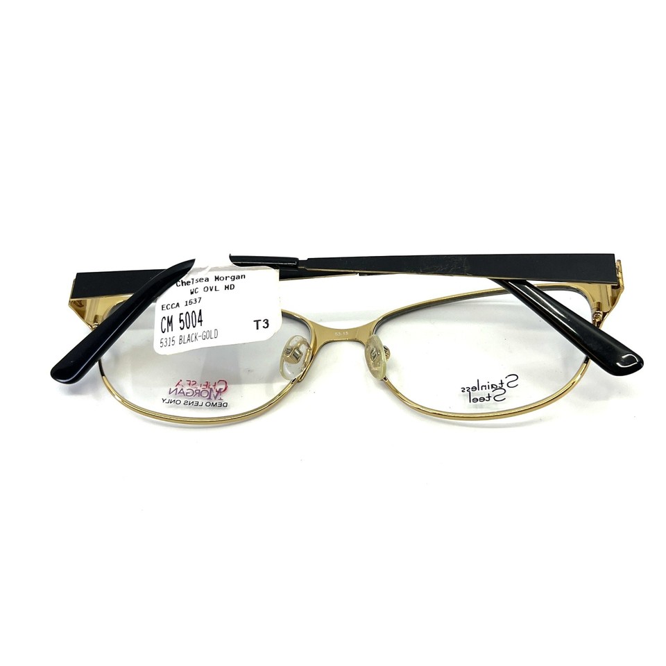 Chelsea morgan CM5004 Bk/G Eyeglasses Frames gold black metal 53-15-140 ...