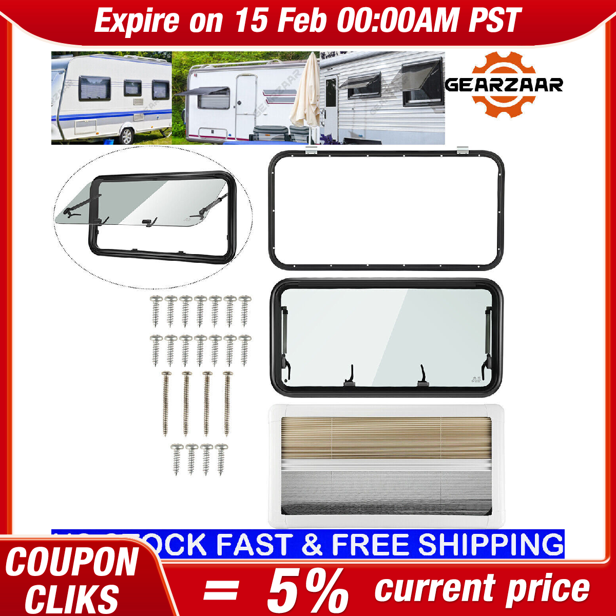 RV Caravan Motorhome Camper S7P Push-Out Window 900mm x 450mm 41-42mm ...