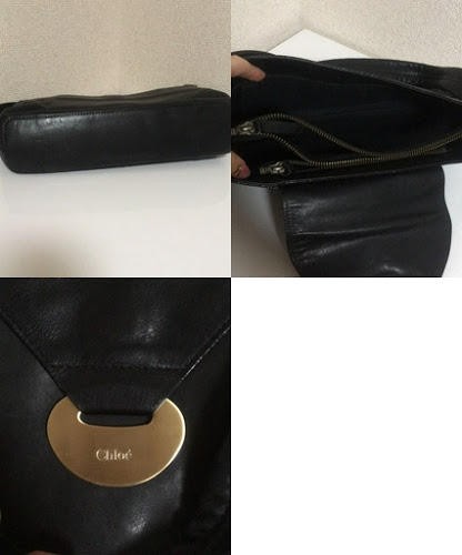 Chloe Plain Handbags Black Leather H16×W31×D7cm Strap length 50cm Women ...