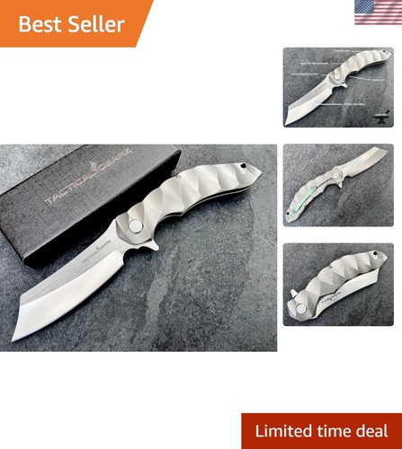 Luxury Folding Knife: Solid TC4 Titanium, 4" CPM-D2 Steel Blade, Sheath ...