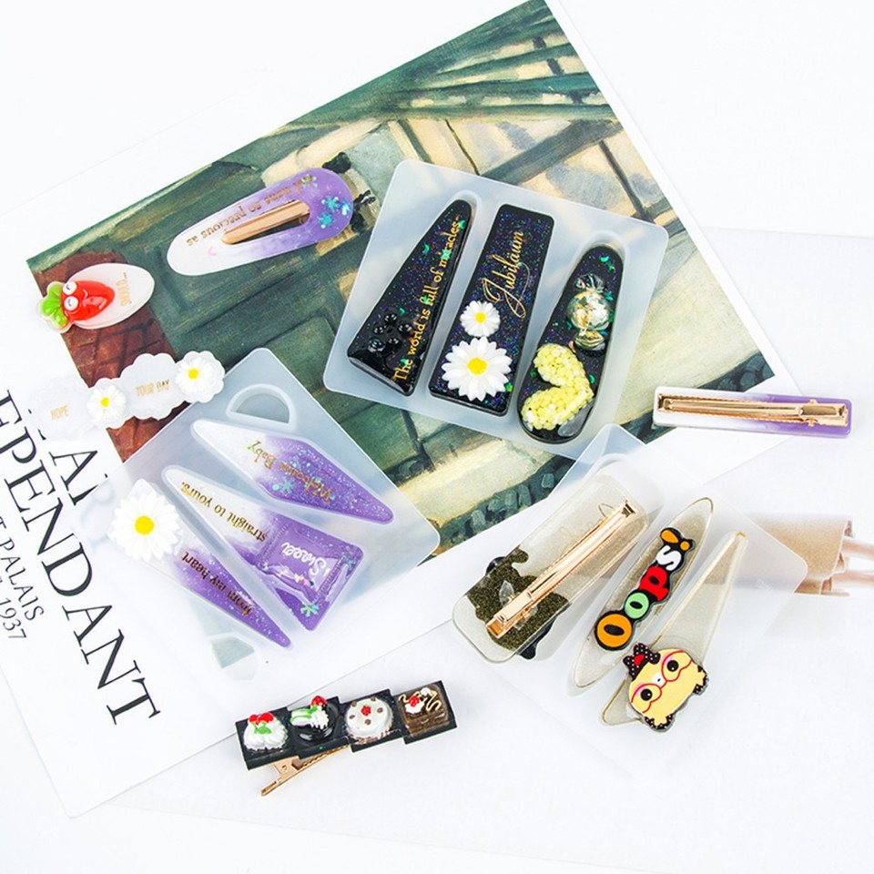 23 Pcs Hair Barrette Mold Epoxy Hairpin Diyhandmade Clip Craft Clips ...