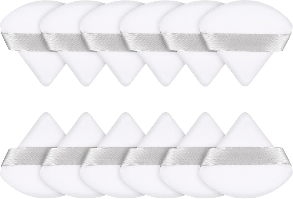 12 Pcs Powder Puff Triangle for Face Makeup Cosmetic Loose Powder Puff ...