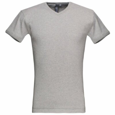 Mens Grey V Neck Slim Fit Ribbed Muscle SoulStar T-Shirt | eBay