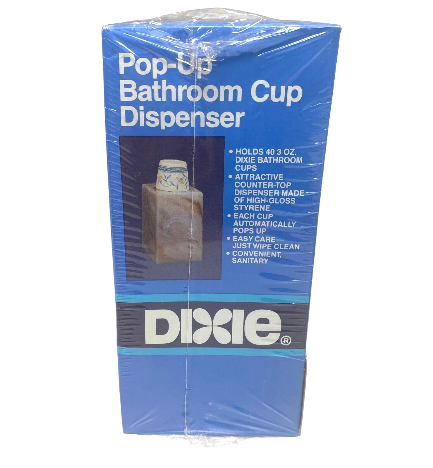 NEW Vintage DIXIE Flowers Bathroom Pop-Up Dispenser w/ 25 - 3oz Cups ...