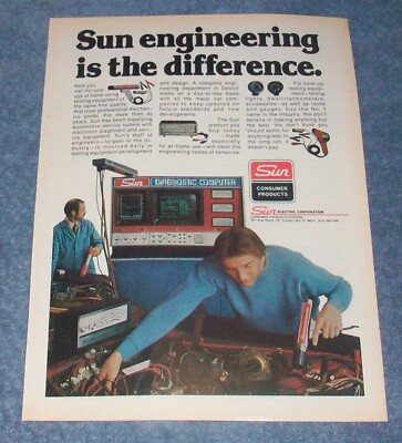 1977 Sun Mechanic Diagnostic Tools Vintage Ad "Sun Engineering is the ...
