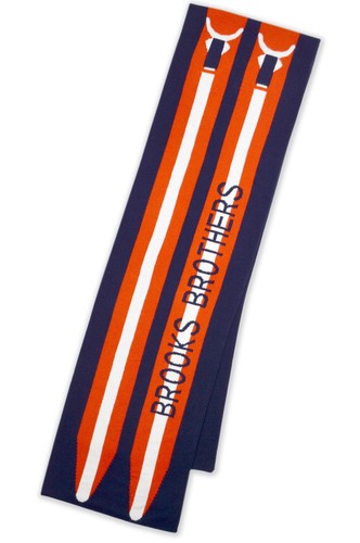Brooks Brothers Navy Red Skis Print Merino Wool Long Winter Scarf, O/S ...