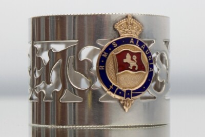 CUNARD LINE RMS ALAUNIA SOLD ONBOARD FINE ENAMEL NAPKIN RING | eBay