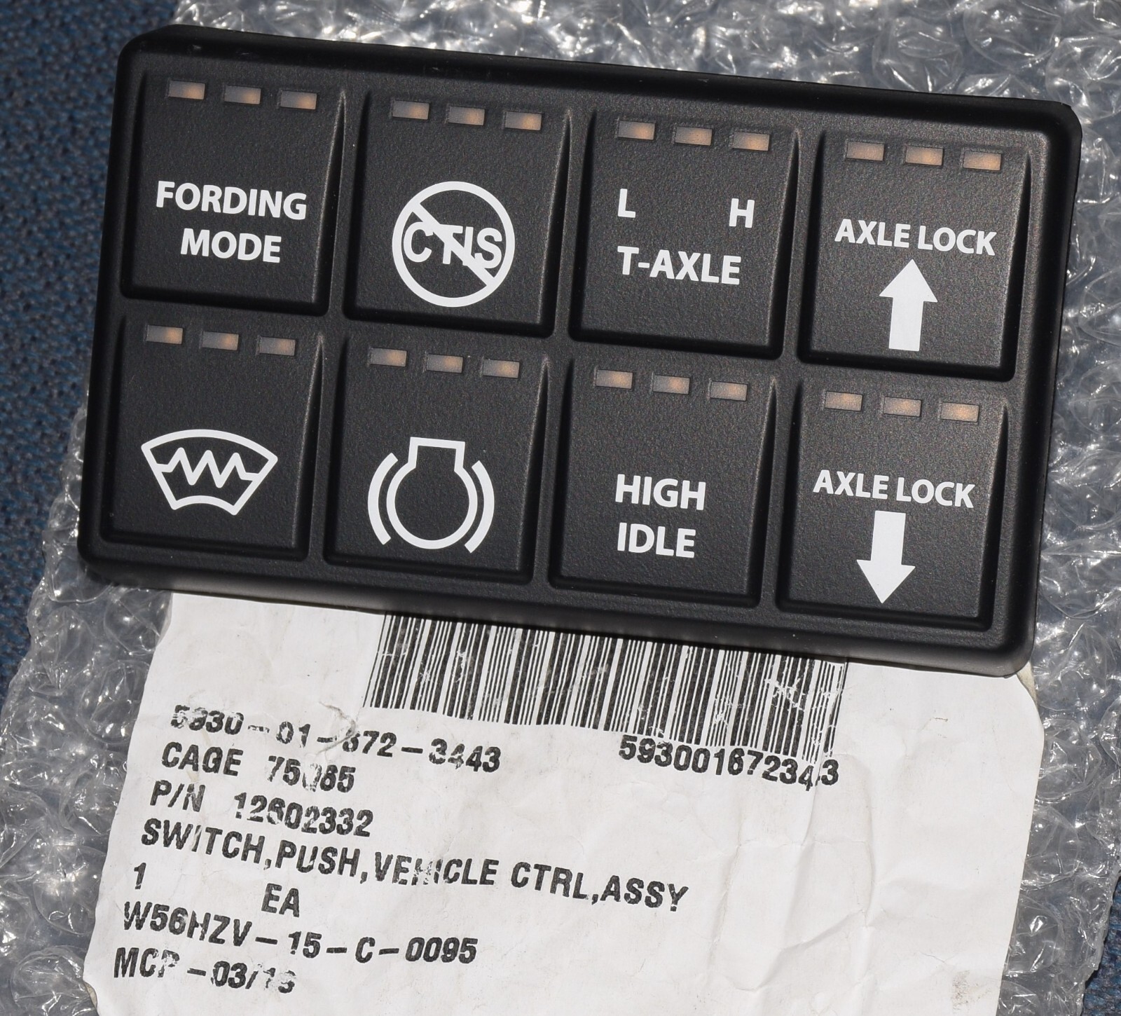 MILITARY OSHKOSH JLTV AXLE LOCK FORDING MODE SWITCH CONTROL PANEL ...