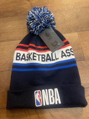 NBA * NATIONAL BASKETBALL ASSOCIATION Cuff PomPom Blk KNIT BEANIE ...
