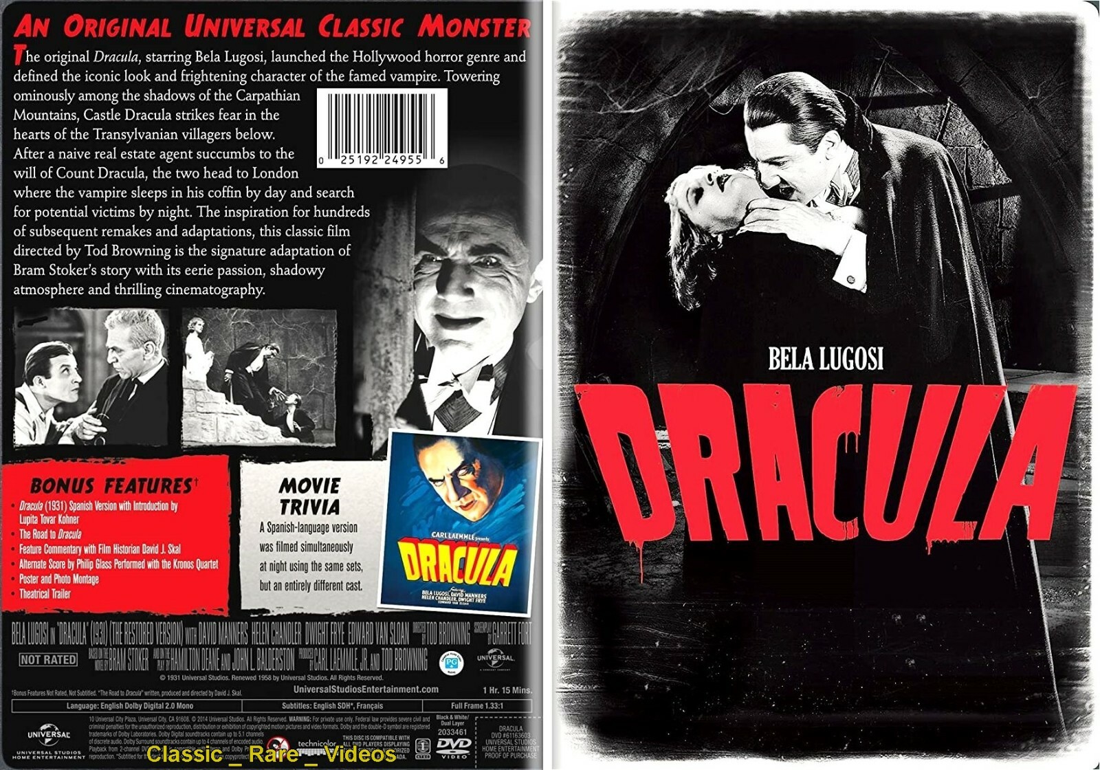Dracula ~ DVD ~ Bela Lugosi, Dwight Frye (1931) 25192249556| eBay