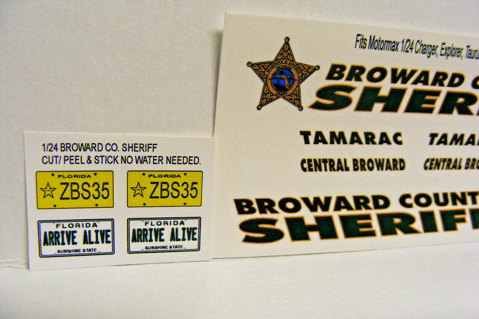 Broward County FL Sheriff 1/24 Water slide Decals For SUV's Cars Truck ...
