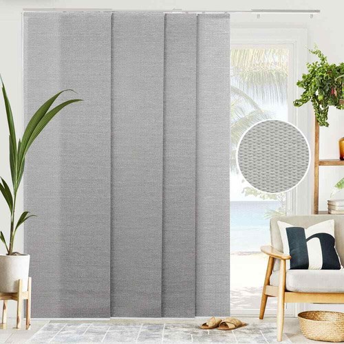 Woven Cut-to-Size Gray Light Filtering Adjustable Sliding Panel Track ...