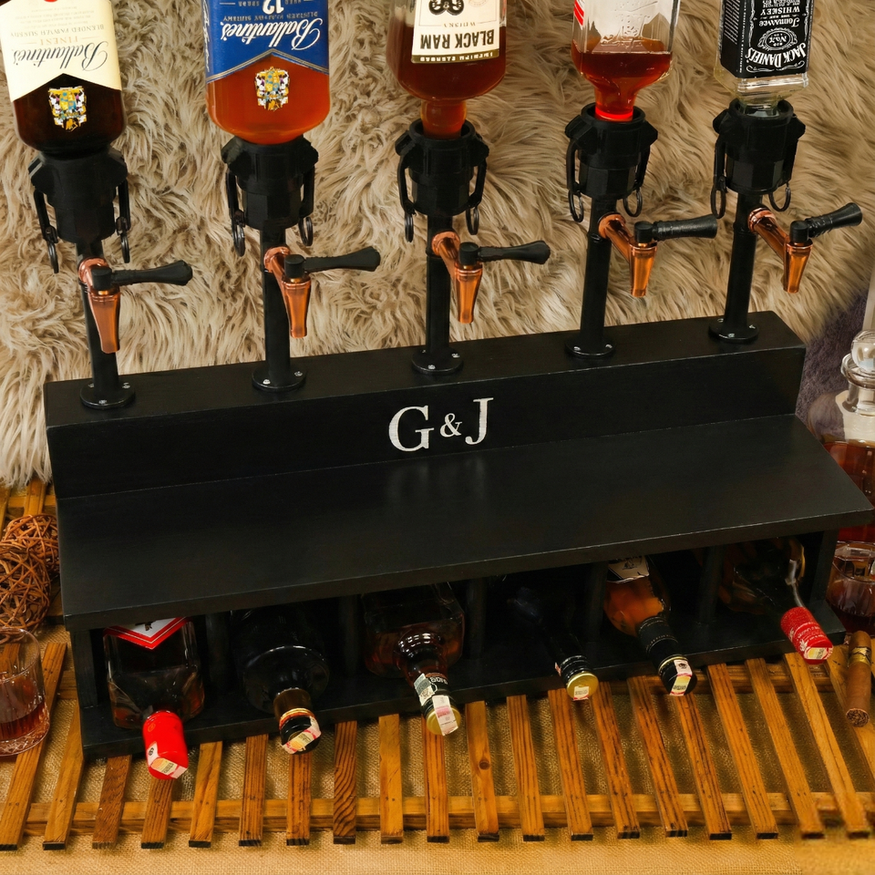 Personalized Triple Tap Whiskey Dispenser, Handmade Solid Pine Wood ...