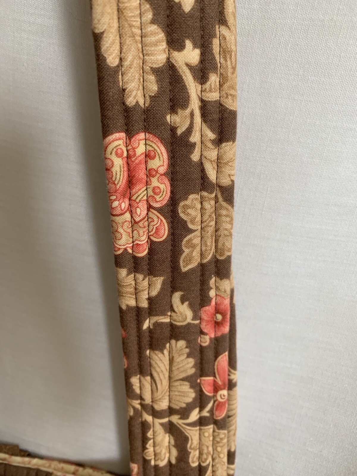 Quilted Tote Purse Brown & Pink Floral Patchwork Strips Roses ...