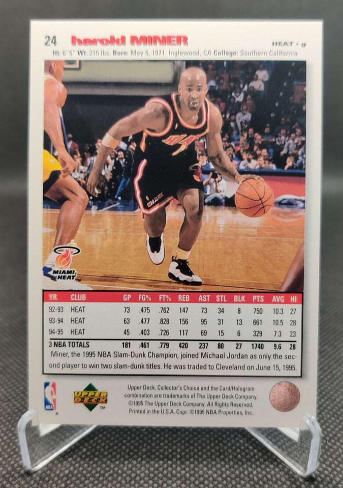 1995 Upper Deck Collector's Choice #24 Harold Miner Miami Heat ...