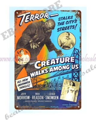 tin wall signs The Creature walks among us horror movie poster metal ...