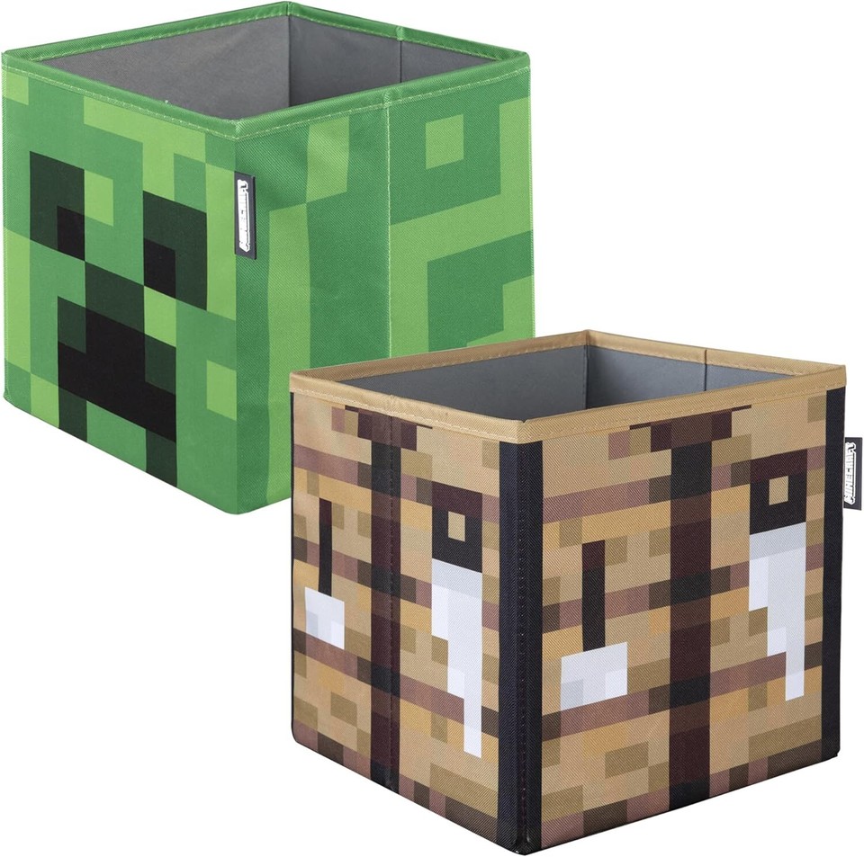 Minecraft Fabric Storage Boxes 2pc TNT Grass Block 10 Collapsible | eBay