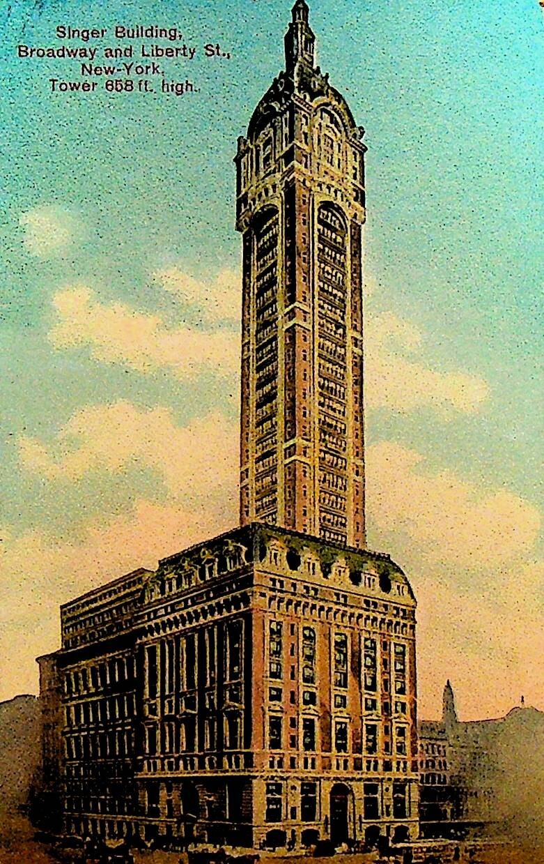 Singer Building New York City Postcard 1909 Broadway & Liberty St | eBay