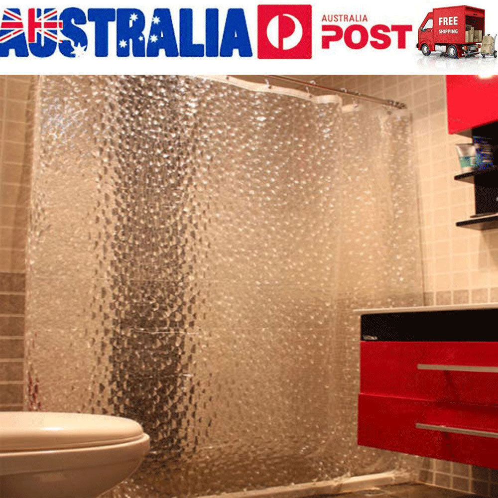 3D Bath Shower Curtain Clear Cubes Water Transparent Plastic EVA ...