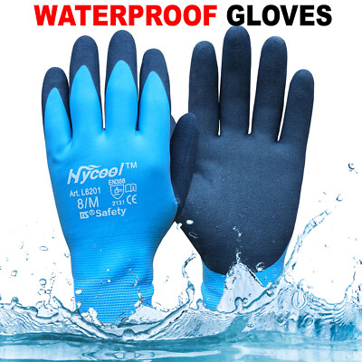 Waterproof Latex Coated Work Safety Grip Gloves Builders Gardening ...