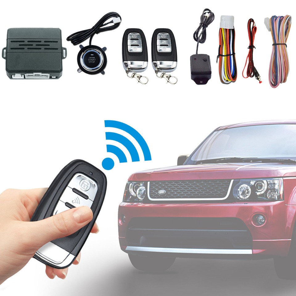 Car Keyless Entry System Engine Start Ignition Security Alarm W/ 2 ...
