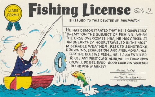 Vintage Postcard Humor Comic Fishing License | eBay