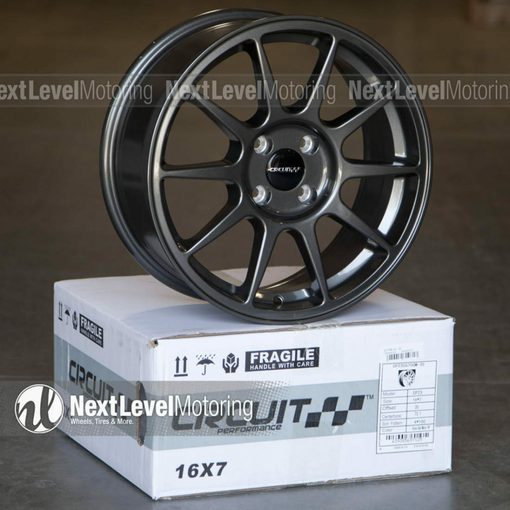 Circuit CP23 16x7 4x100 +35 Gloss Gun Metal Wheels Type R Style Fits ...