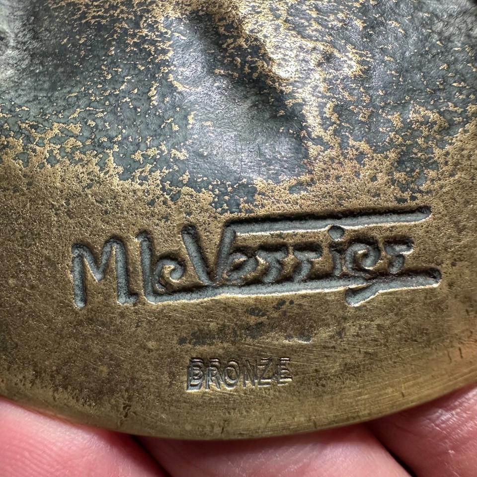 VINTAGE FRENCH BRONZE MAX LE VERRIER ANTIQUE COIN DISH TRAY POINTER DOG ...