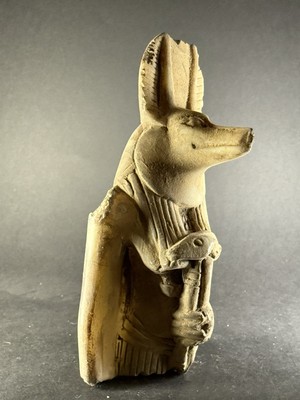 ANCIENT EGYPTIAN STONE STATUE FRAGMENT OF THE GOD OF AFTERLIFE ANUBIS ...