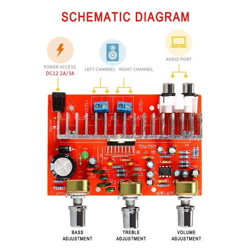DC12V 40W Power DX-7377 Amplifier Board 2.0 Channel Car DIY Stereo ...