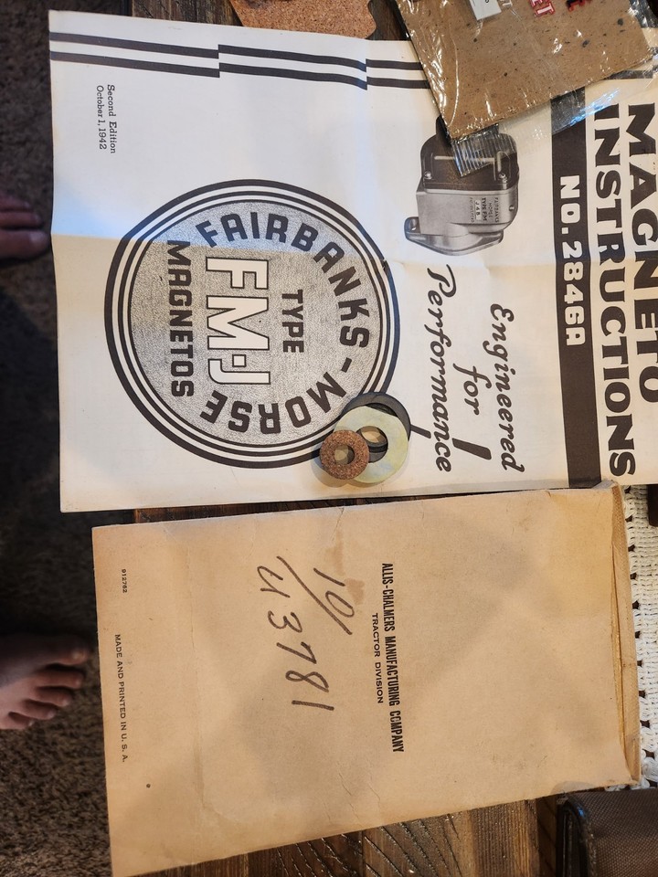 Fairbanks-Morse Magneto Fmj instructions and cork gasket kit NOS 1940'S ...