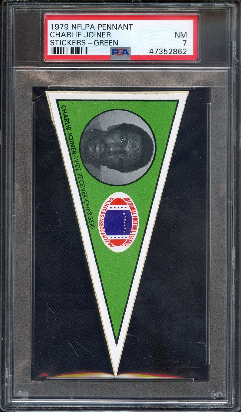 1979 NFLPA PENNANT STICKERS CHARLIE JOINER STICKERS-GREEN PSA NM 7 FB ...