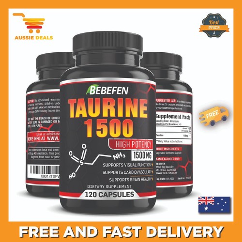 Taurine Capsule 1500Mg - 120 Capsules - for Muscle, Liver, Heart, Nerve ...