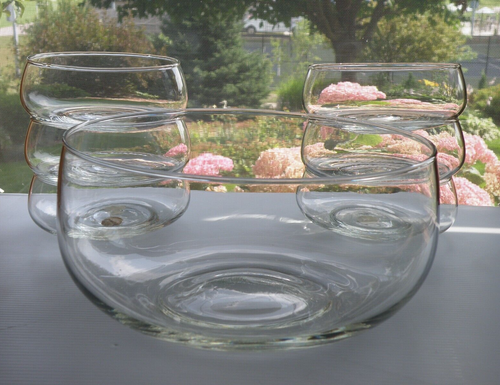 7 pc Libbey Crisa Riekes MODERNO Clear Glass Salad Bowl Serving Set ...