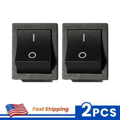 2x On/Off Rocker Switch Black 250V AC 16 AMP 125V 20A DPST 4 lug legs ...