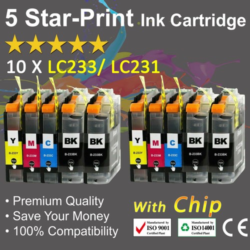 10 x Ink Cartridges for Brother LC233 DCP-J4120DW MFC-J4620DW MFC ...