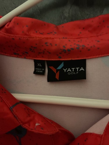 Yatta Golf Polo Men's XL Flamingo Print Red Short Sleeve Casual Summer ...